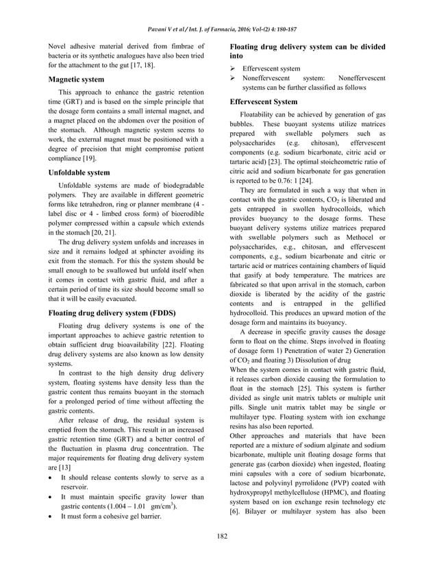 An overview on Gastroretentive drug delivery systems | PDF