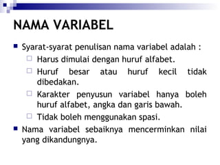 variabel tipe data | PPT