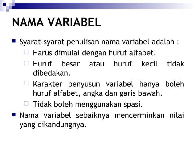 variabel tipe data | PPT