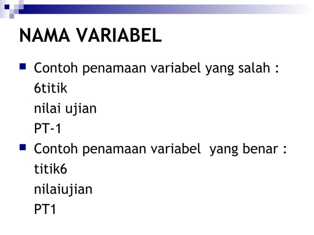 variabel tipe data | PPT