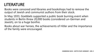 HISTORY IGCSE CONTENT - 20TH CENTURY OPTION - DEPTH STUDY GERMANY: THE ...