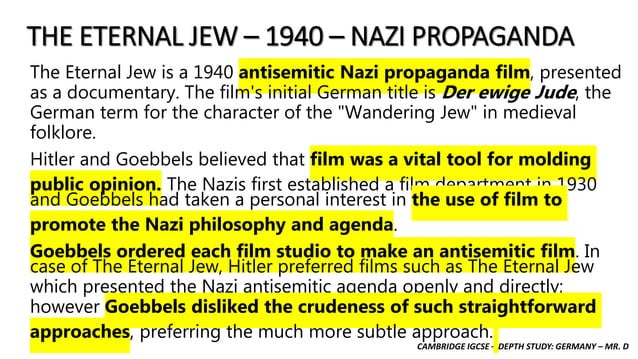 HISTORY IGCSE CONTENT - 20TH CENTURY OPTION - DEPTH STUDY GERMANY: THE ...