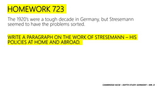 IGCSE REVISION - GERMANY: STRESEMANN AND RECOVERY | PPTX