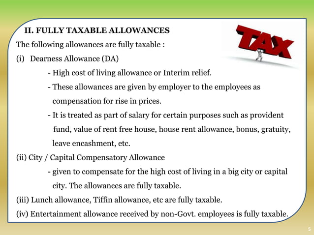 INCOME TAX LAW & PRACTICE - ALLOWANCES | PPTX | Government Support and Welfare | Financial ...