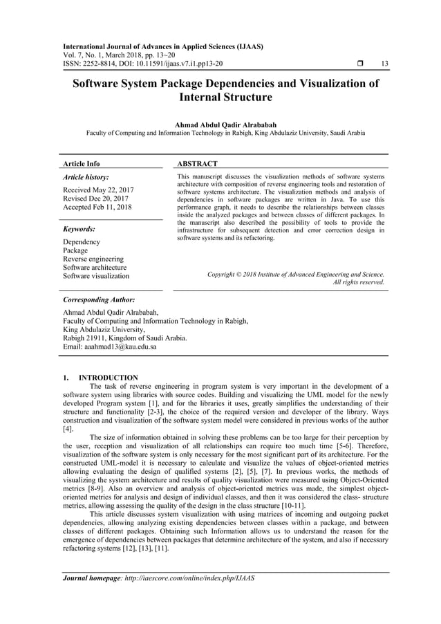 Software System Package Dependencies And Visualization Of Internal Structure Pdf Free Download