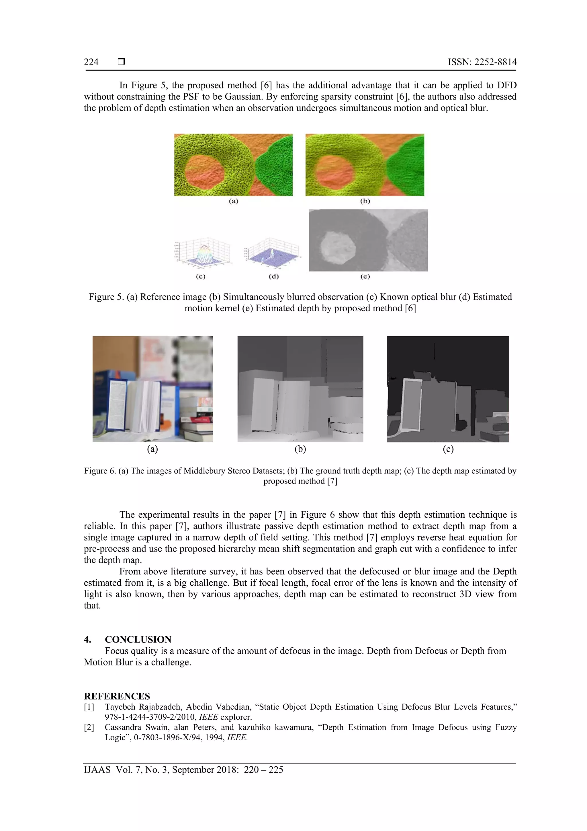 Depth Estimation from Defocused Images: a Survey | PDF