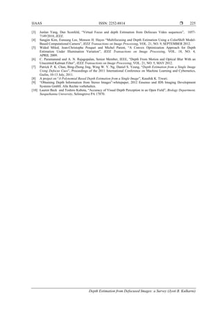 Depth Estimation from Defocused Images: a Survey | PDF