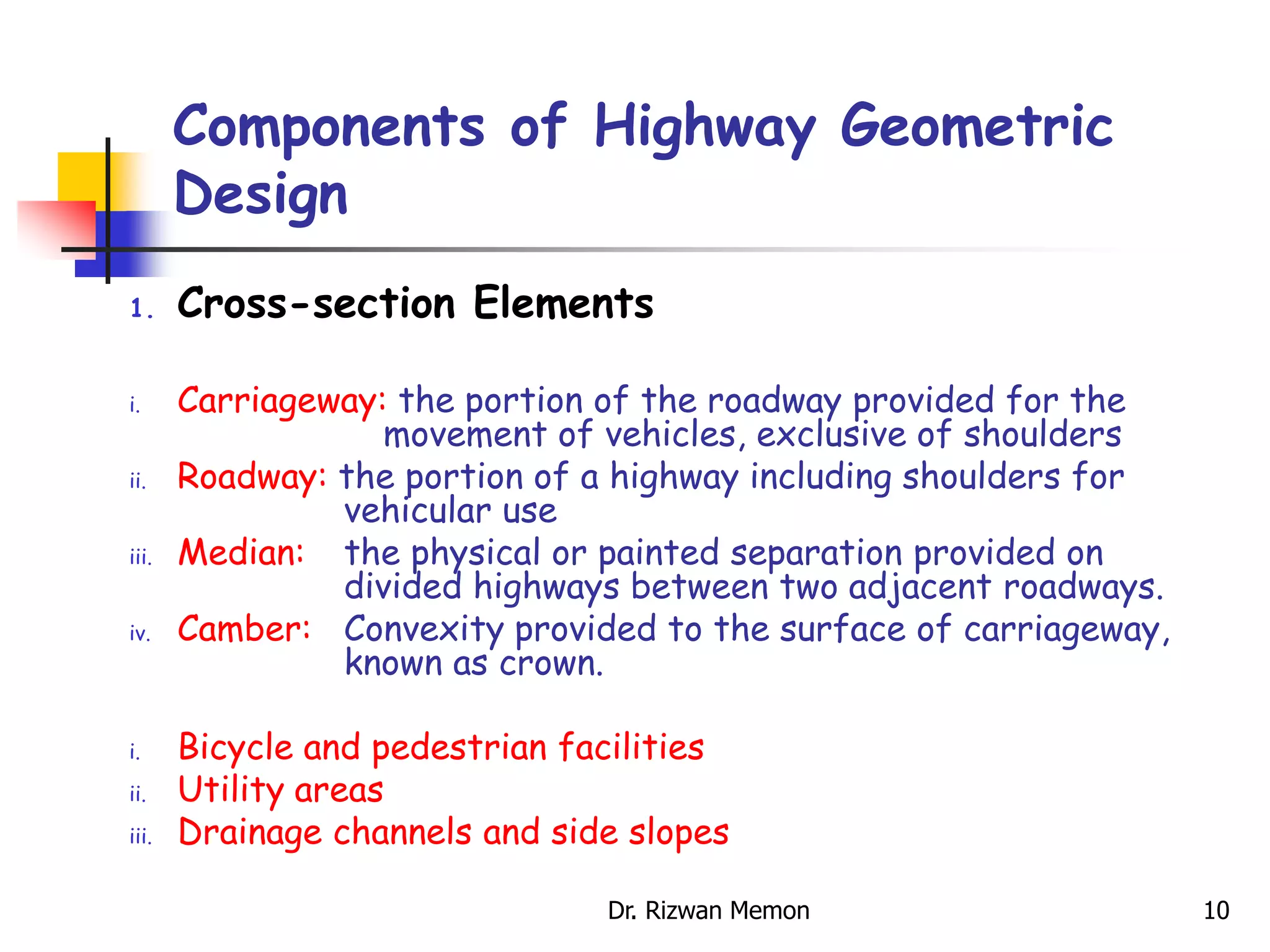 03. Highway Planning and highway components.pptx