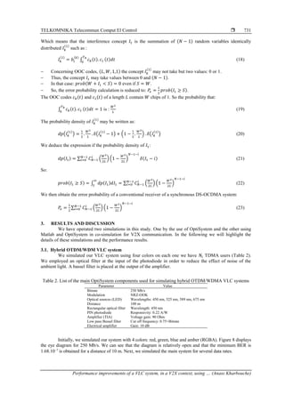 Performance improvements of a VLC system, in a V2X context, using a different multiplexing ...