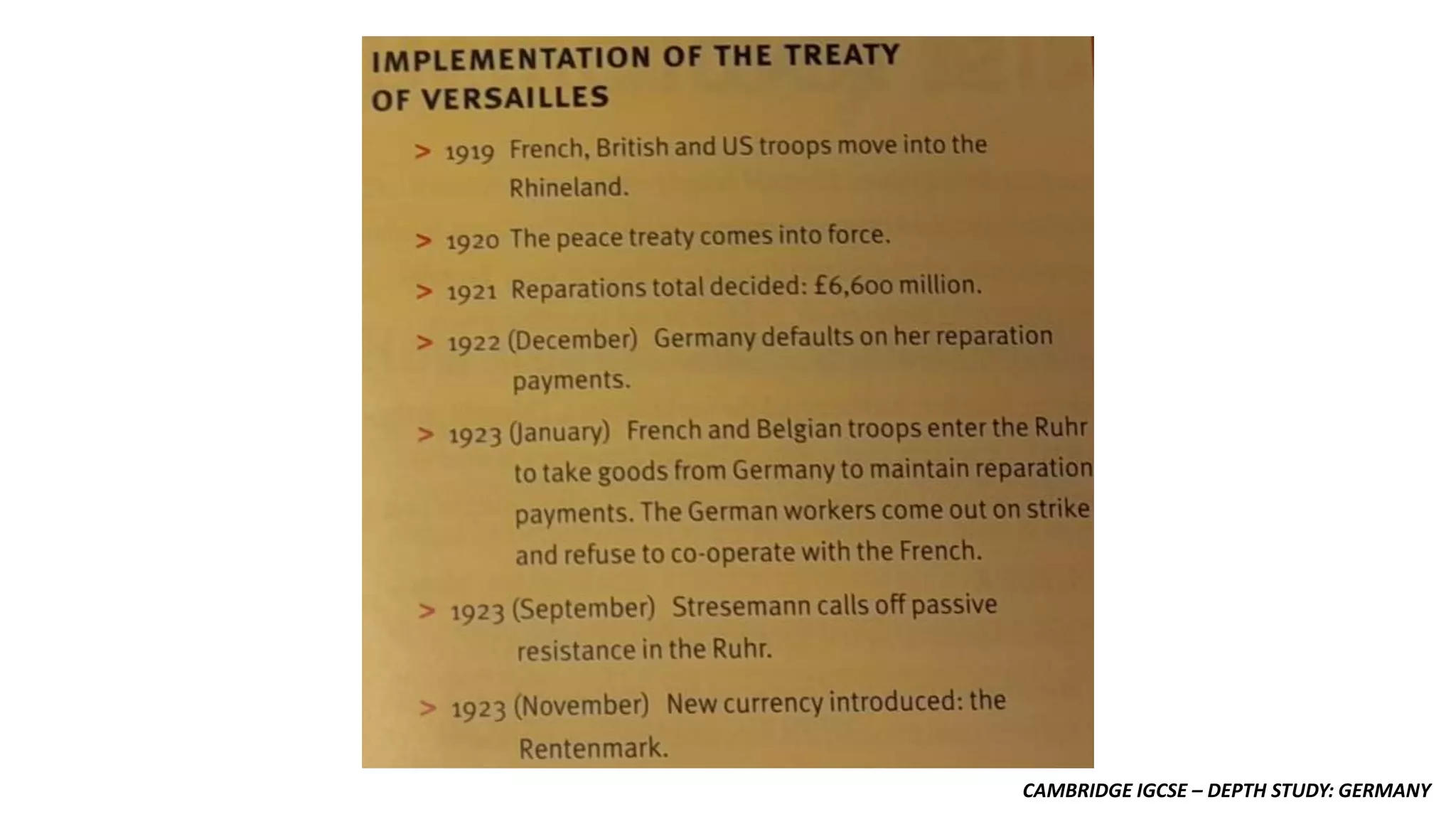 DEPTH STUDY GERMANY: WEIMAR REPUBLIC - 03. THE TREATY OF VERSAILLES ...