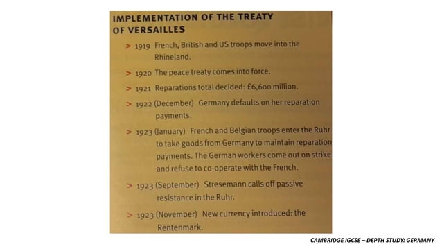 DEPTH STUDY GERMANY: WEIMAR REPUBLIC - 03. THE TREATY OF VERSAILLES ...