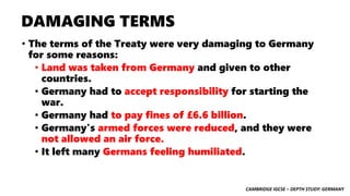 DEPTH STUDY GERMANY: WEIMAR REPUBLIC - 03. THE TREATY OF VERSAILLES ...