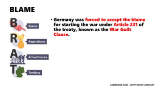 DEPTH STUDY GERMANY: WEIMAR REPUBLIC - 03. THE TREATY OF VERSAILLES ...