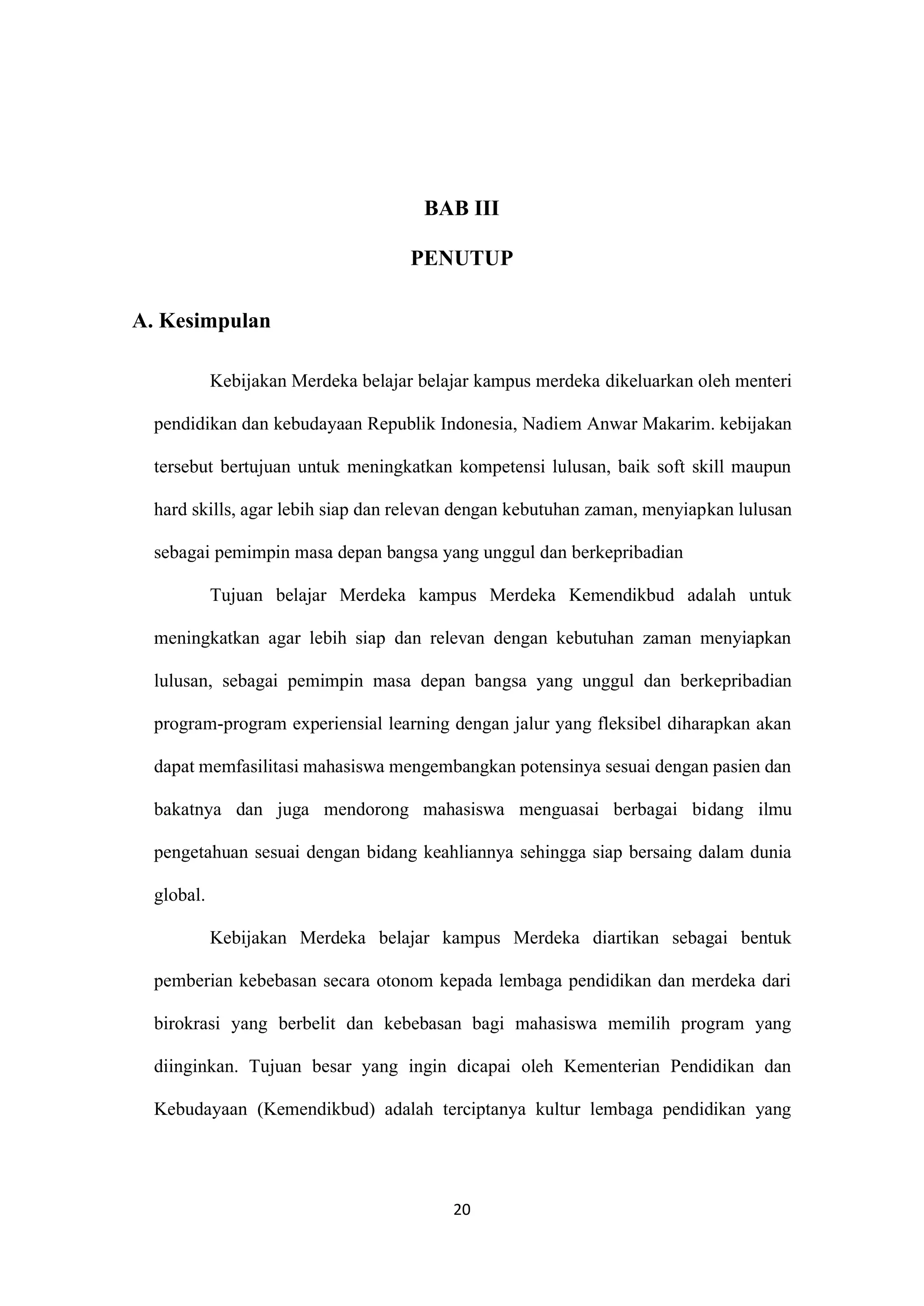 Konsep dan implementasi kurikulum Merdeka belajar kampus Merdeka | PDF