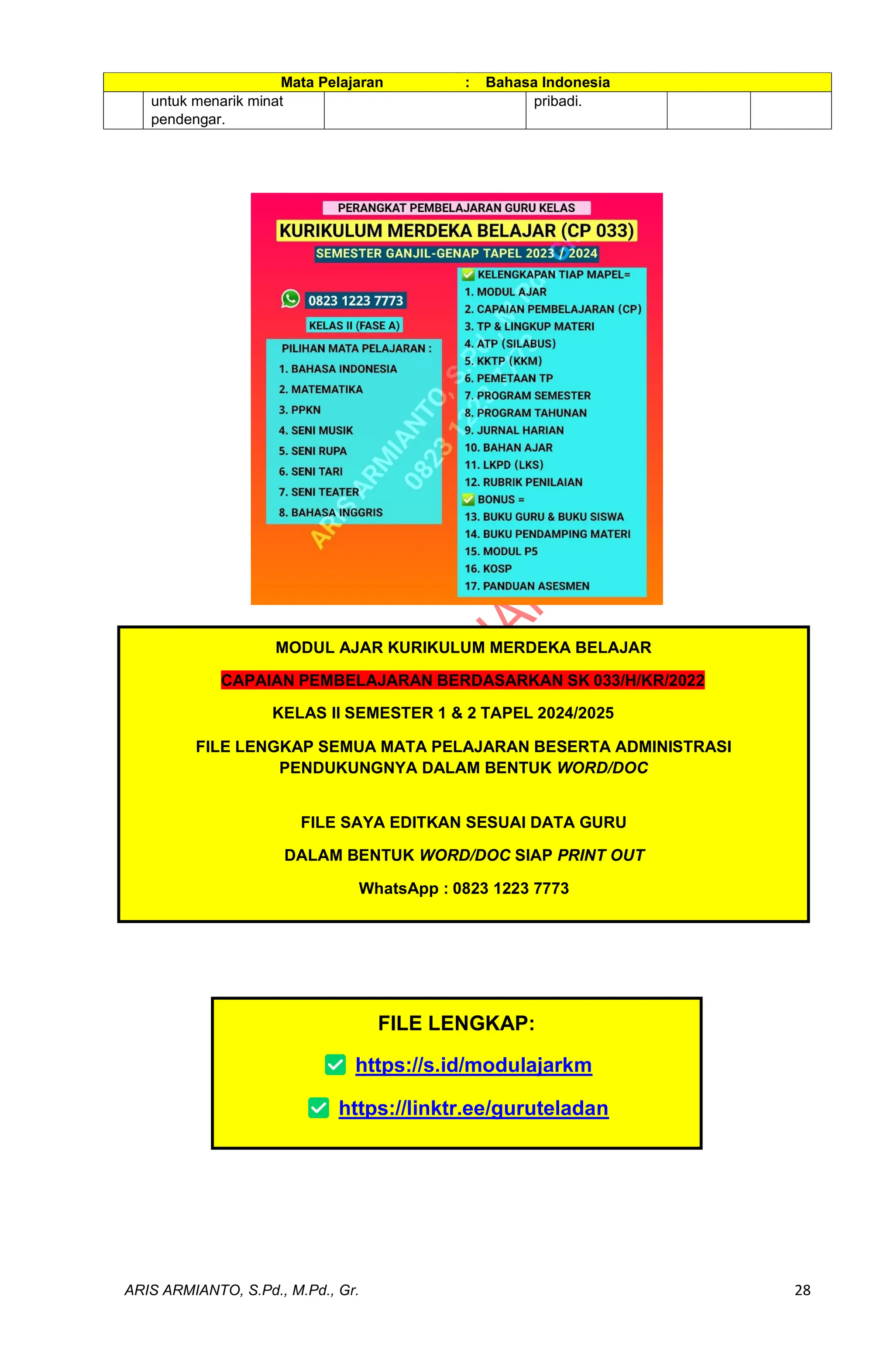 MODUL AJAR BAHASA INDONESIA KELAS 2 KURIKULUM MERDEKA.pdf