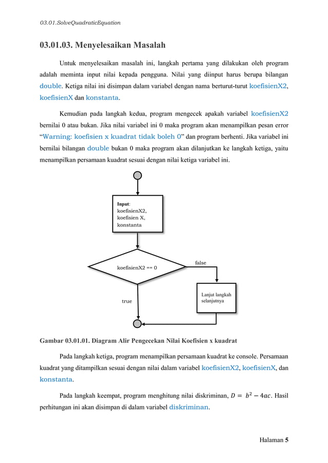 03.01.Menentukan Penyelesaian Persamaan Kuadrat Menggunakan Bahasa Pemrogaman C++ | PDF