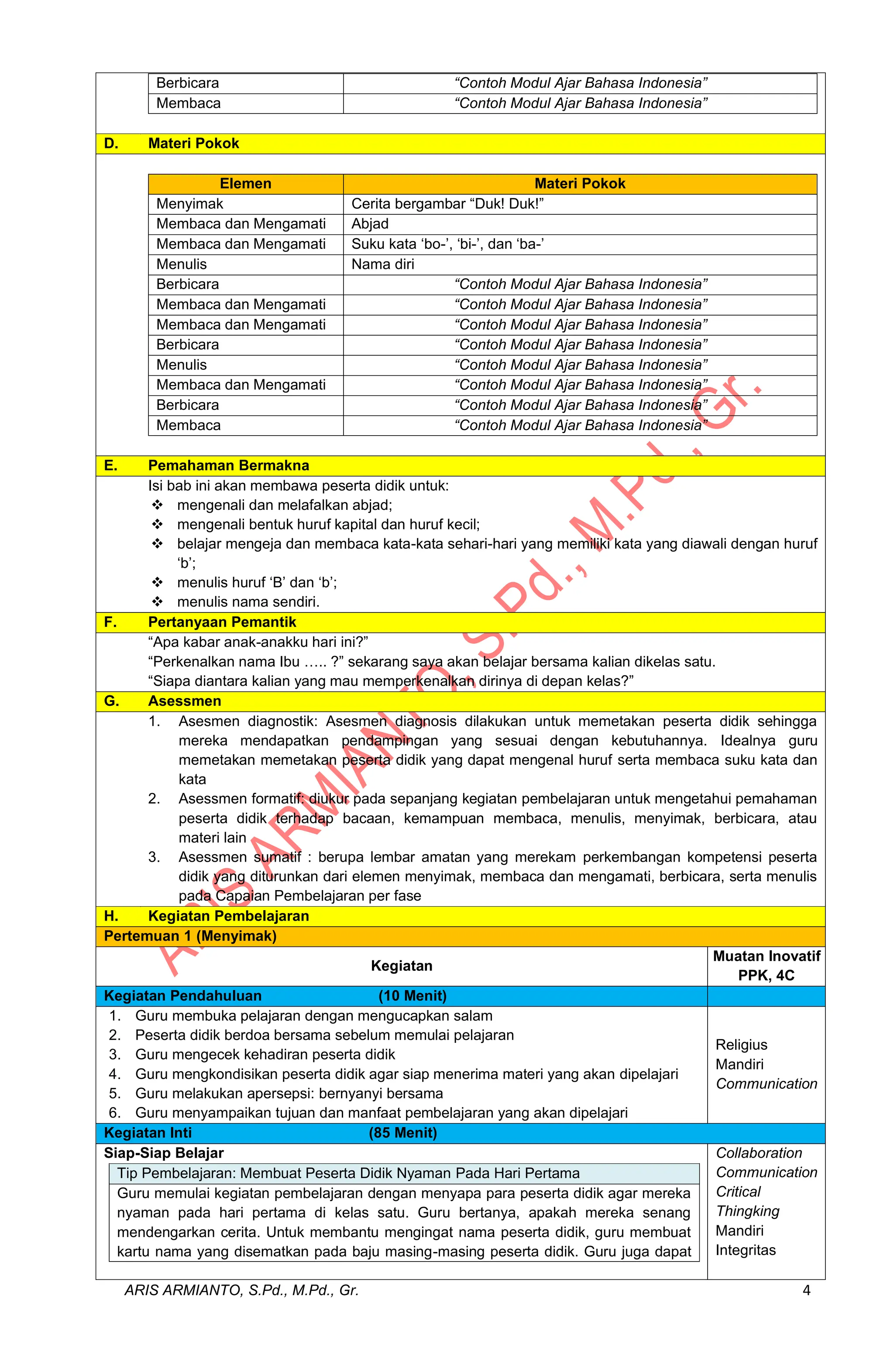 MODUL AJAR BAHASA INDONESIA KELAS 1 KURIKULUM MERDEKA.pdf