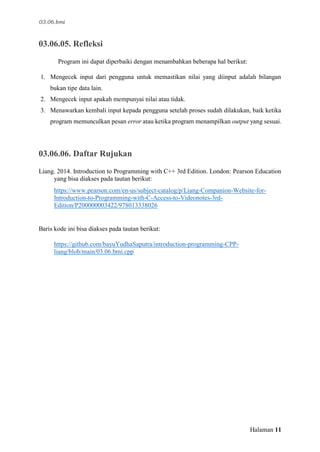 03.06. Menentukan Body Mass Index Menggunakan Bahasa Pemrograman C++ | PDF