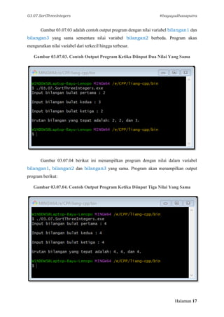 03.07. Mengurutkan Integer Menggunakan Bahasa Pemrograman C++ | PDF