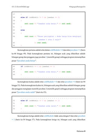 03.12. Games : Tebak Bilangan Genap Atau Ganjil Menggunakan Bahasa Pemrograman C++ | PDF