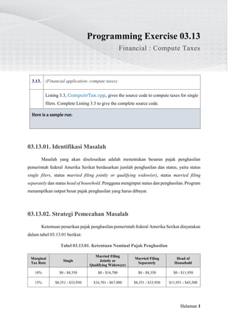 03.13. Menghitung Pajak Penghasilan Menggunakan Bahasa Pemrograman C++ | PDF