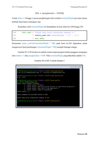 03.13. Menghitung Pajak Penghasilan Menggunakan Bahasa Pemrograman C++ | PDF