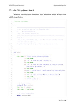 03.13. Menghitung Pajak Penghasilan Menggunakan Bahasa Pemrograman C++ | PDF