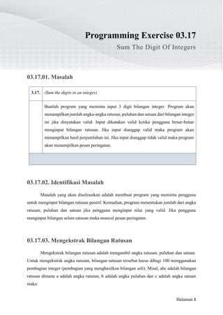 03.17. Penjumlahan Digit-digit Pembentuk Bilangan Ratusan Menggunakan Bahasa Pemrograman C++ | PDF