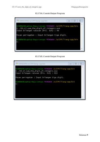 03.17. Penjumlahan Digit-digit Pembentuk Bilangan Ratusan Menggunakan Bahasa Pemrograman C++ | PDF