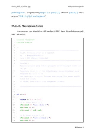 03.19. Menentukan Hubungan Titik Dengan Lingkaran Menggunakan Bahasa Pemrograman C++ | PDF