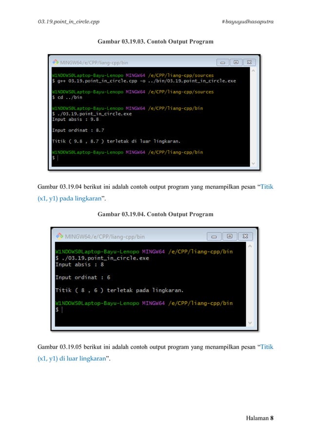 03.19. Menentukan Hubungan Titik Dengan Lingkaran Menggunakan Bahasa Pemrograman C++ | PDF