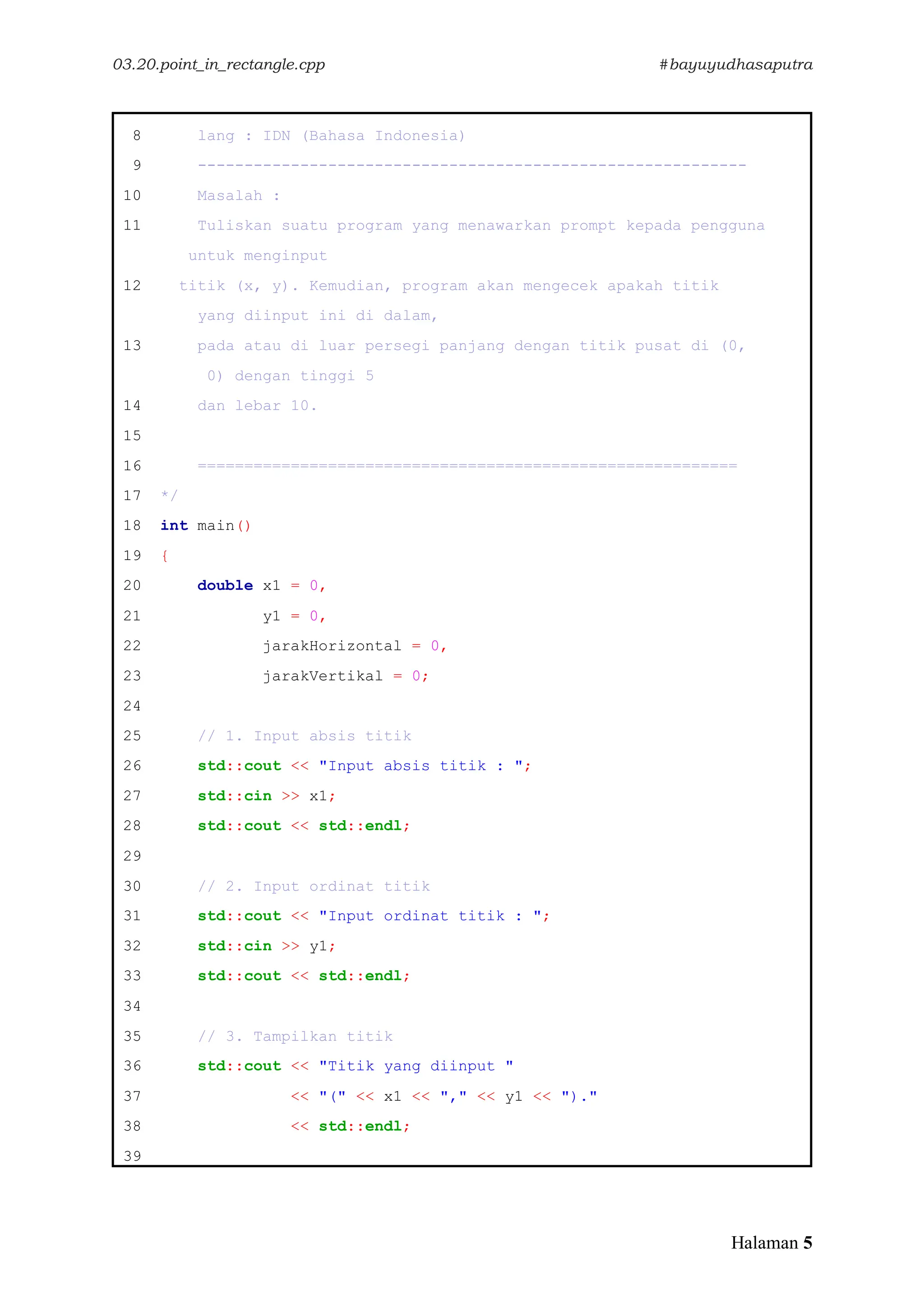 03.20. Posisi Titik Terhadap Persegi Panjang Menggunakan Bahasa ...