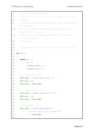 03.20. Posisi Titik Terhadap Persegi Panjang Menggunakan Bahasa Pemrograman C++ | PDF