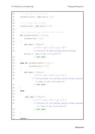 03.20. Posisi Titik Terhadap Persegi Panjang Menggunakan Bahasa Pemrograman C++ | PDF