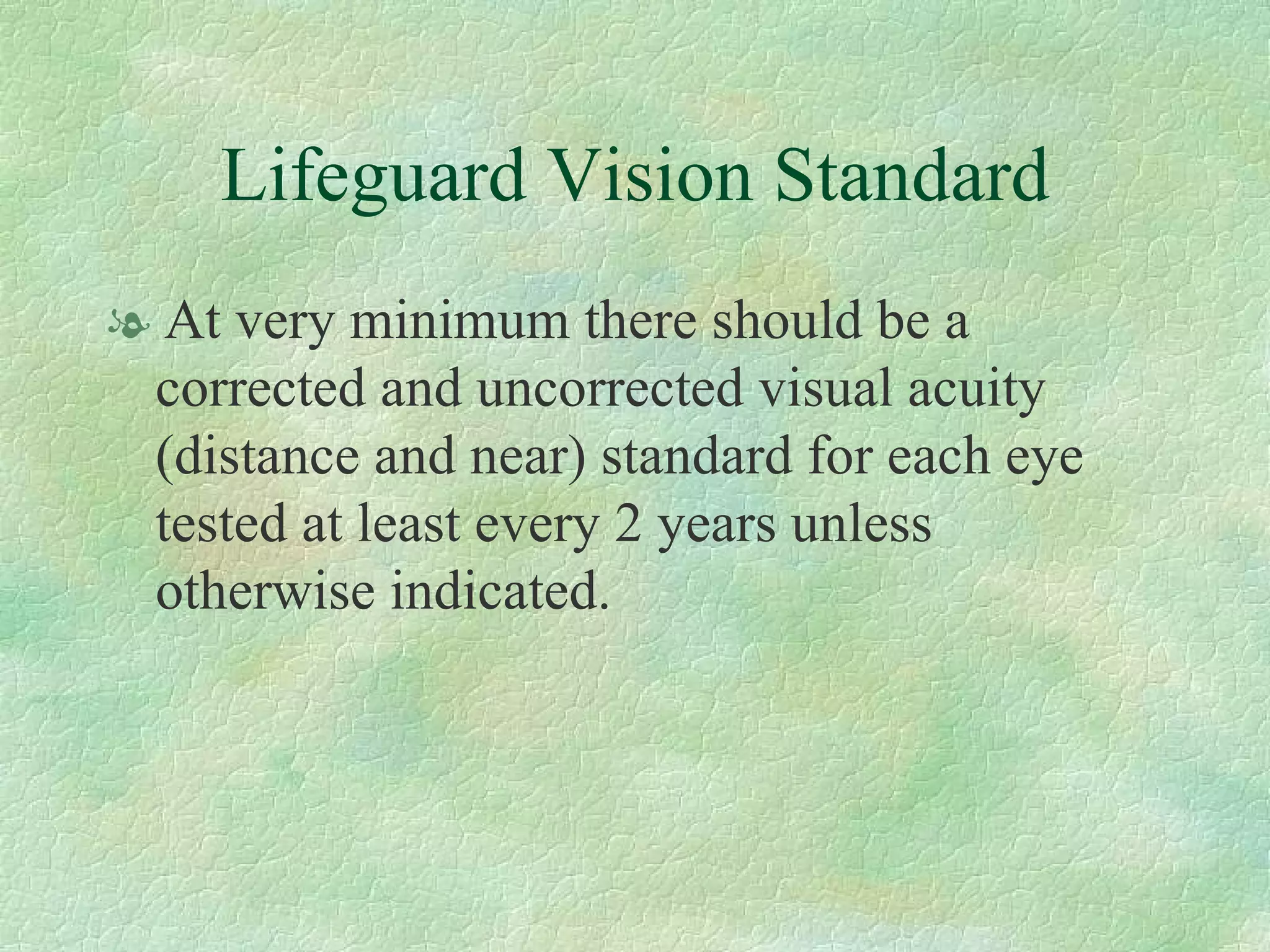 Eye health and vision standards for lifeguards | PPS