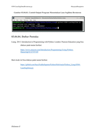 03.04. Luas Segilima Beraturan Menggunakan Bahasa Pemrograman Python | PDF