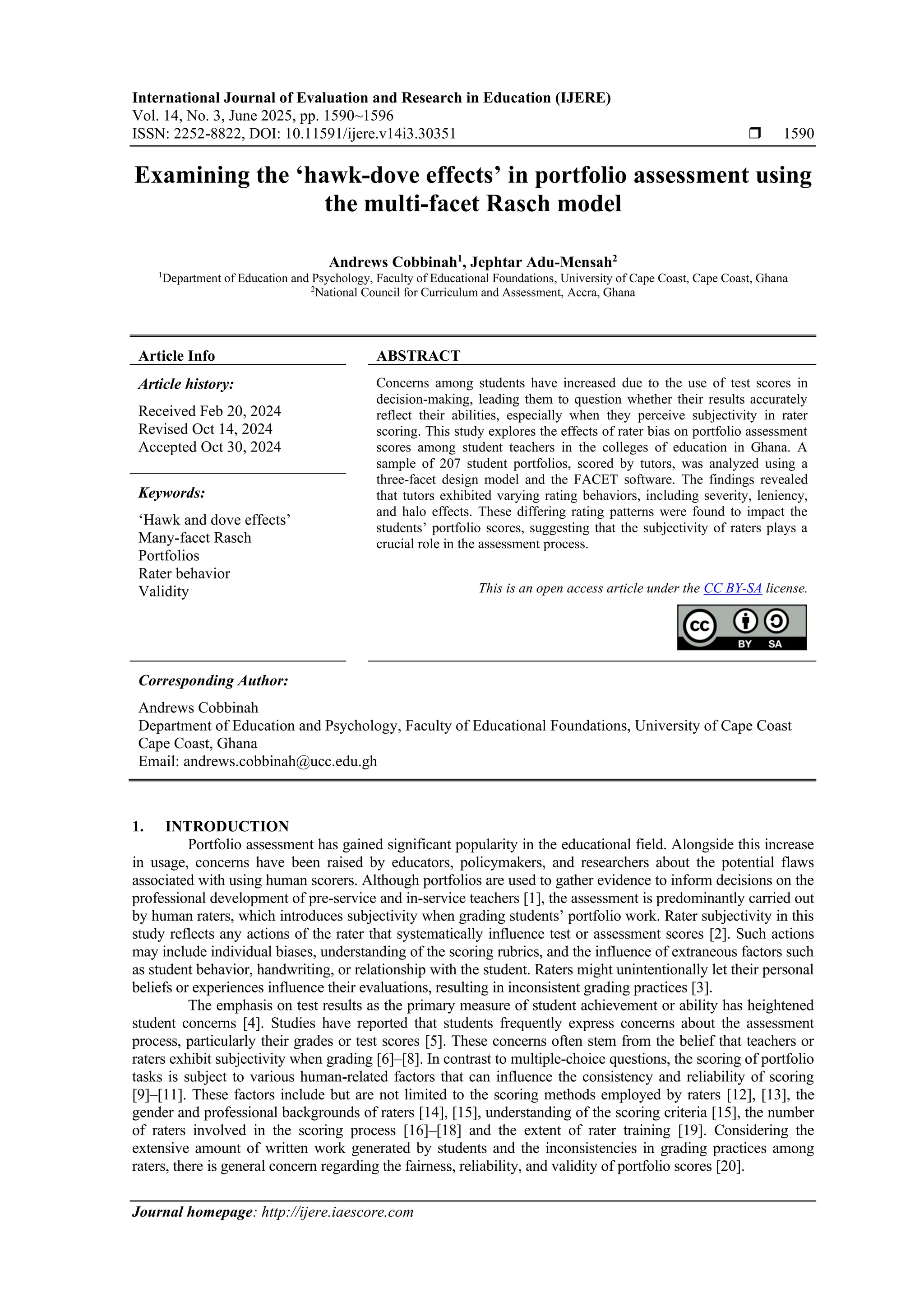 Examining the ‘hawk-dove effects’ in portfolio assessment using the ...