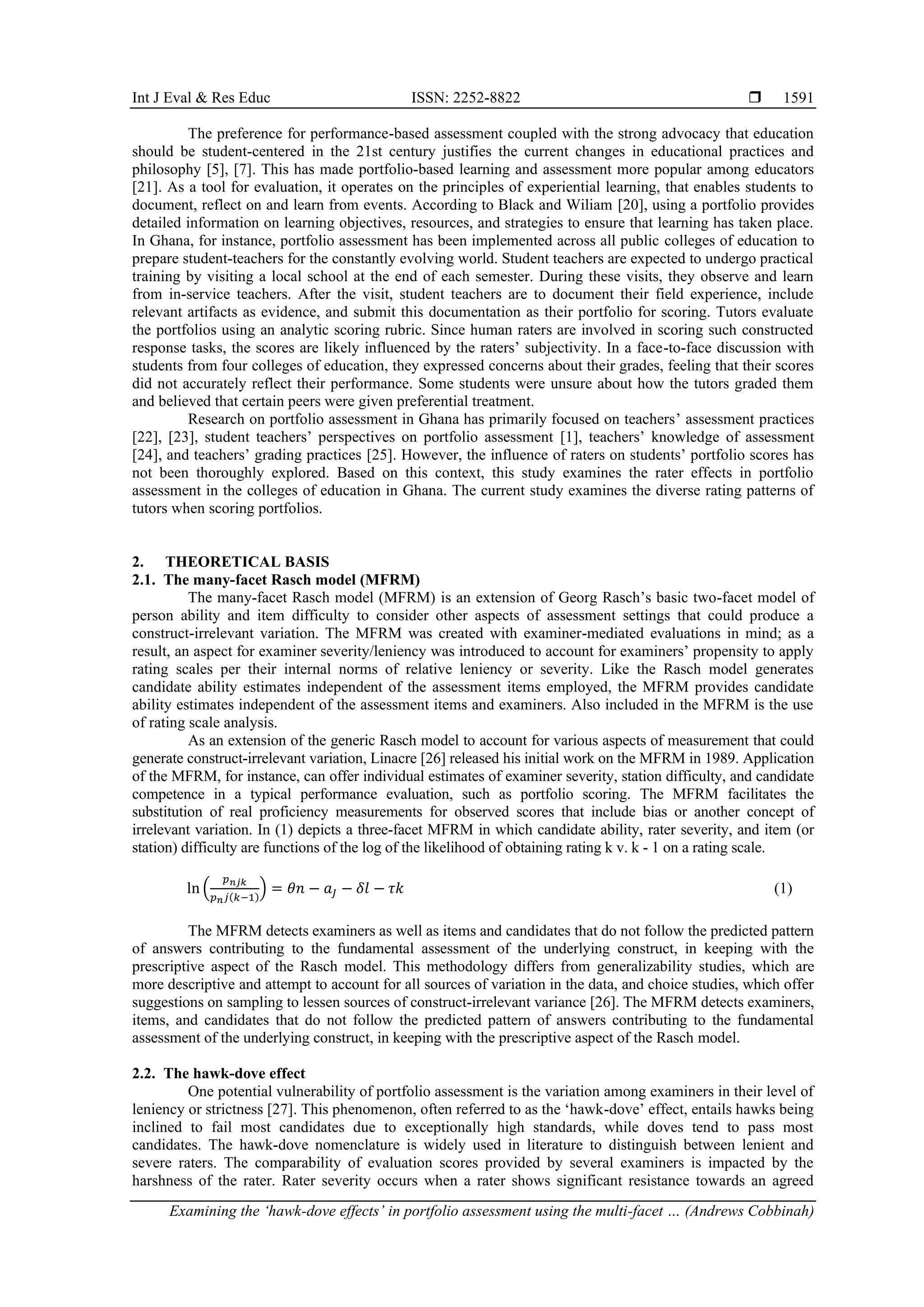 Examining the ‘hawk-dove effects’ in portfolio assessment using the ...