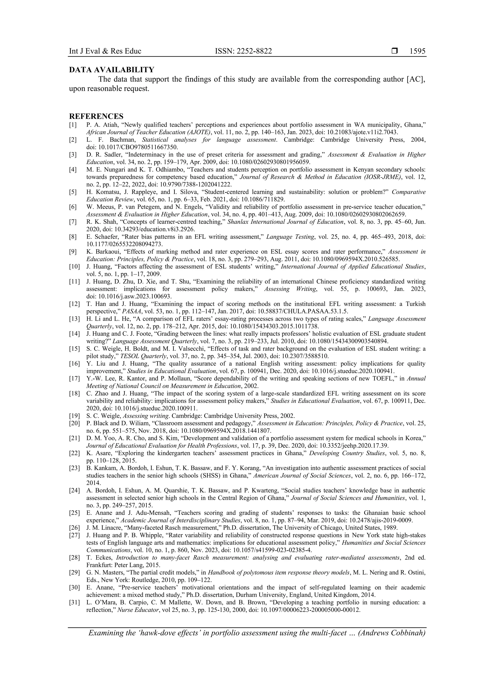 Examining the ‘hawk-dove effects’ in portfolio assessment using the ...