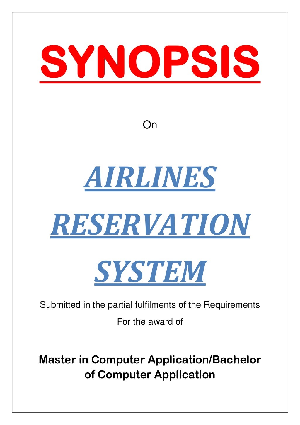Airlines Reservation System-Synopsis.pdf