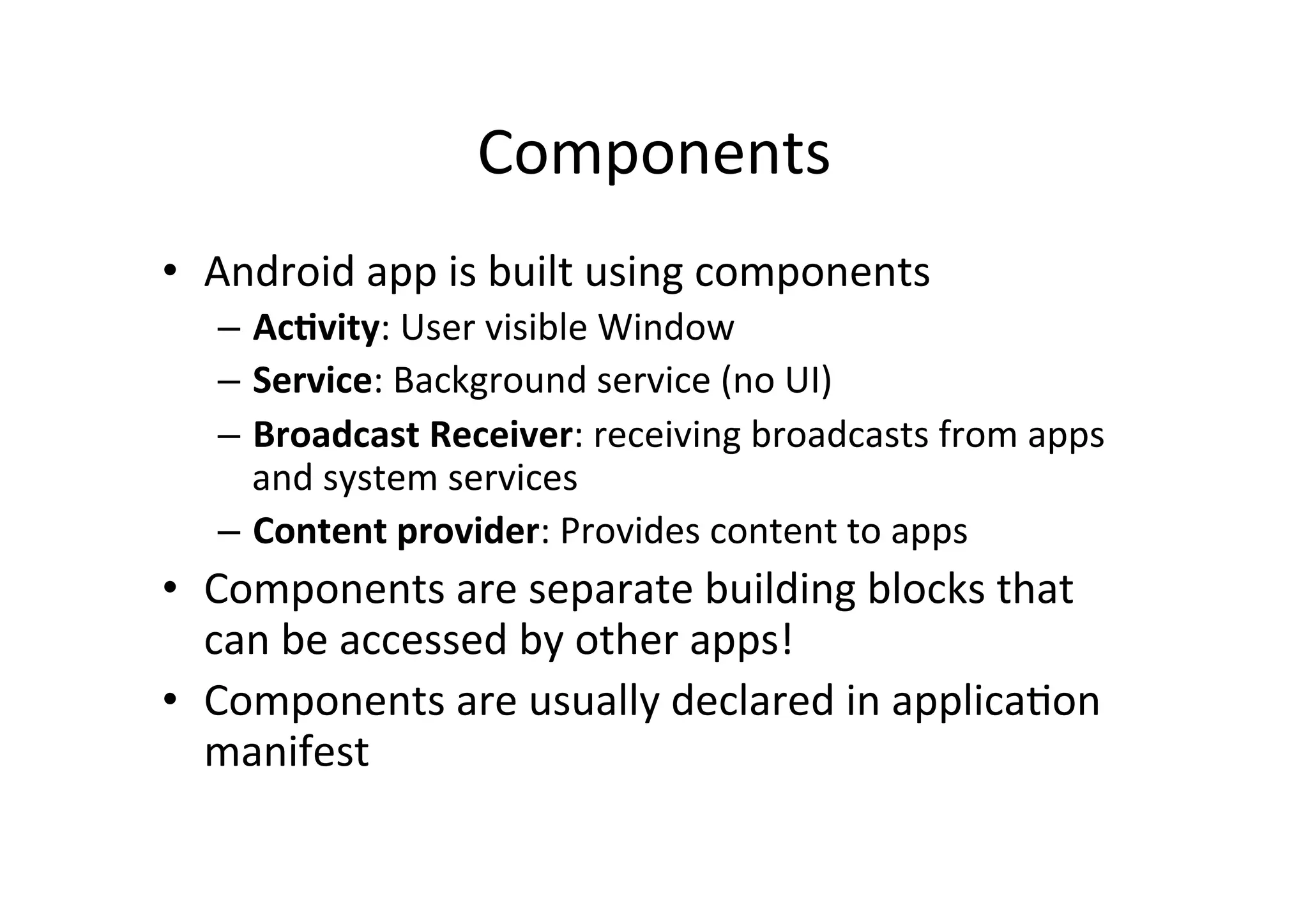 Android Basic Components | PDF