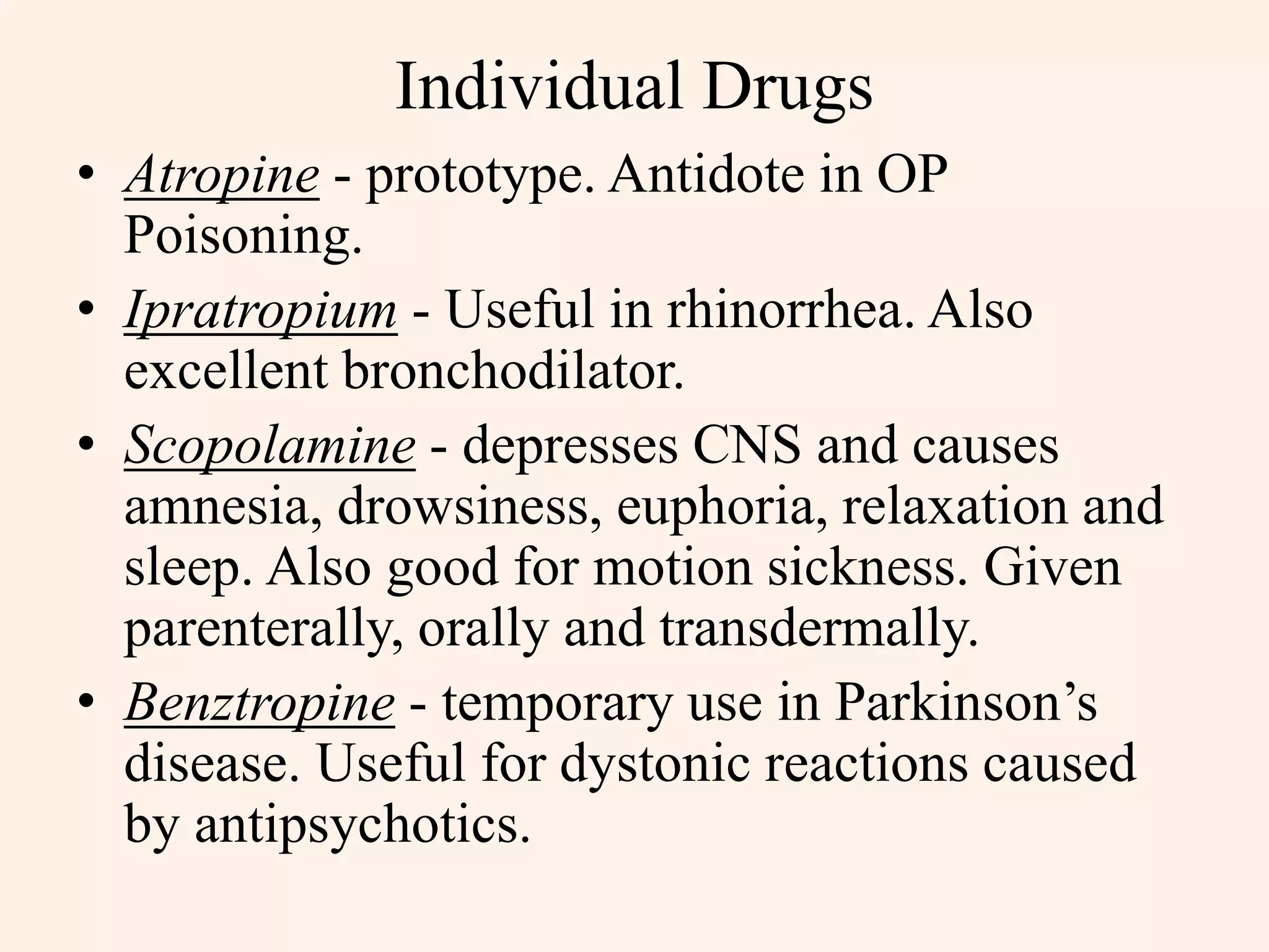 Anti-cholinergic Drugs | PPTX