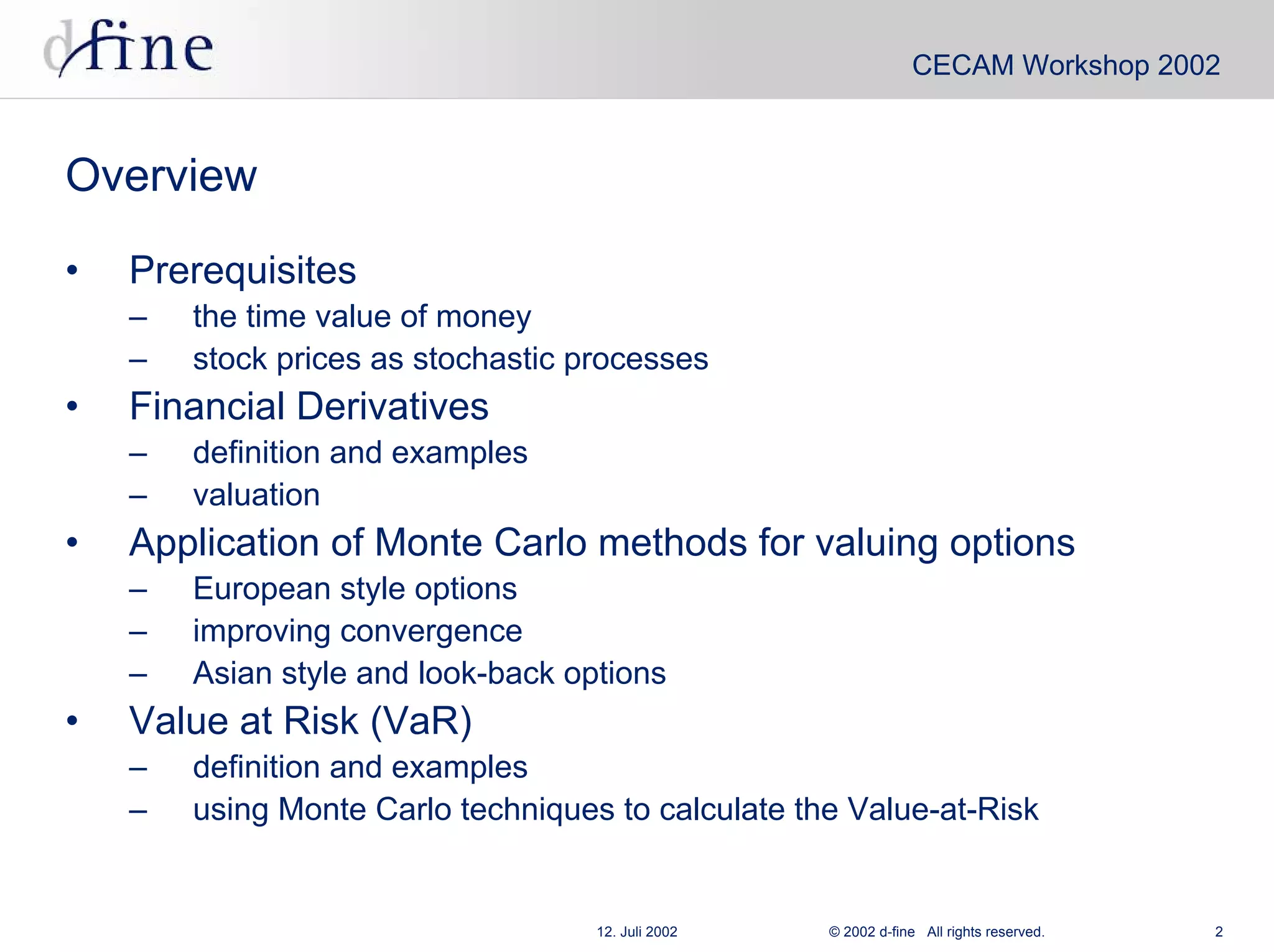 Application of Monte Carlo Methods in Finance | PDF