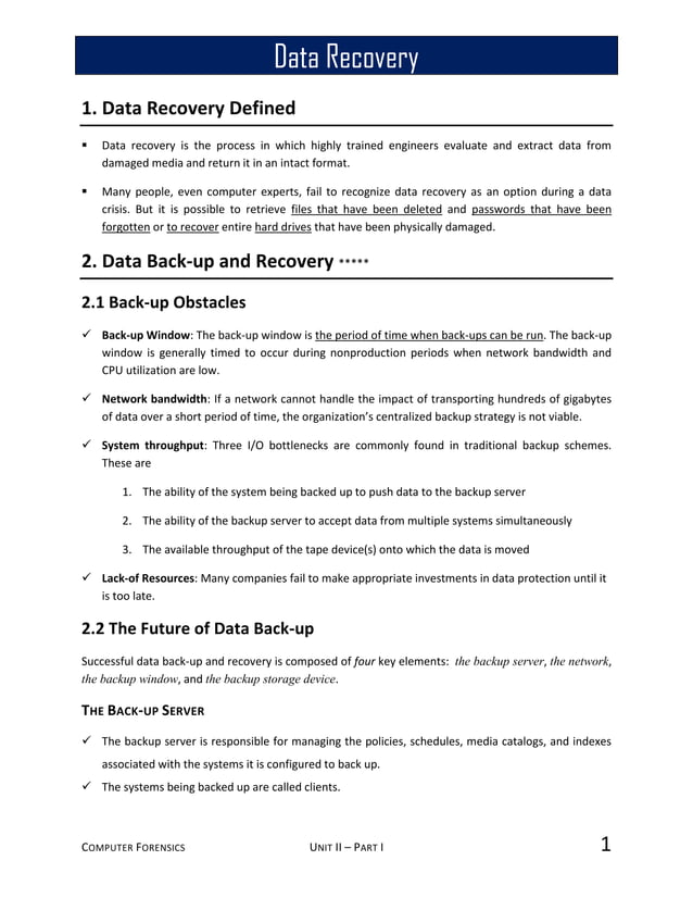 03 Data Recovery - Notes | PDF | Data Storage and Warehousing | Computing