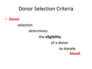 donor selection criteria | PPTX