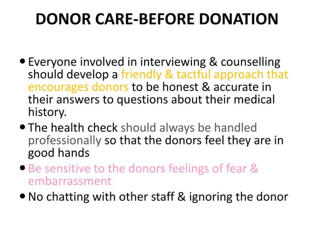 donor selection criteria | PPTX | Blood Disorders | Diseases and Conditions
