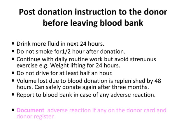 donor selection criteria | PPTX | Blood Disorders | Diseases and Conditions