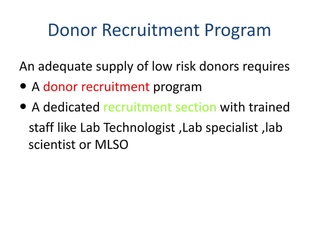 donor selection criteria | PPTX | Blood Disorders | Diseases and Conditions