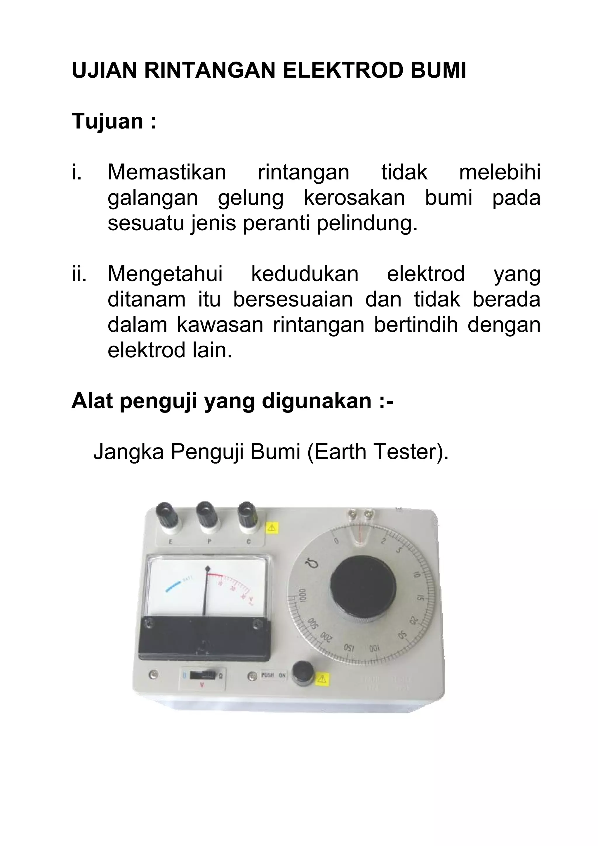 UJIAN RINTANGAN ELEKTROD BUMI | DOC