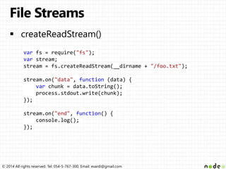Node.js File system & Streams | PPTX | Email | Internet